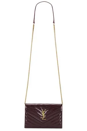 Saint Laurent Saint Laurent Envelope Chain Wallet Bag In Red Dark Red Wine
