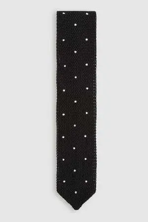 REISS Reiss Punto Spot Knitted Silk Tie Black