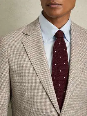 REISS Punto Spot Knitted Silk Tie - Burgundy
