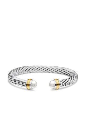 David Yurman 14kt Yellow Gold And Sterling Cable Bracelet - Silver