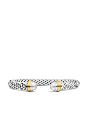 David Yurman 14kt Yellow Gold And Sterling Cable Bracelet - Silver