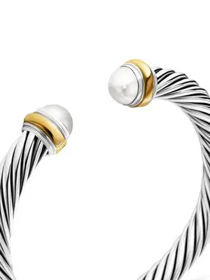 David Yurman 14kt Yellow Gold And Sterling Cable Bracelet - Silver