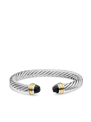 David Yurman 14kt Yellow Gold And Sterling Classic Cable Bracelet - Silver