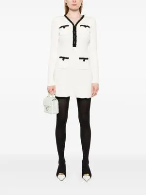SELF-PORTRAIT Knitted Mini Dress - White