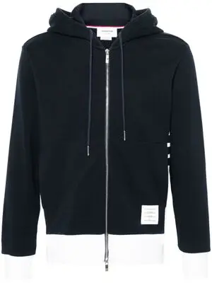 Thom Browne Loopback Jersey 4-bar Zip Up Hoodie - Blue