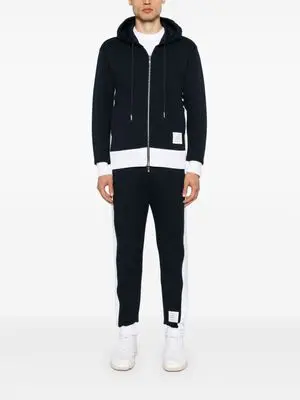 Thom Browne Loopback Jersey 4-bar Zip Up Hoodie - Blue