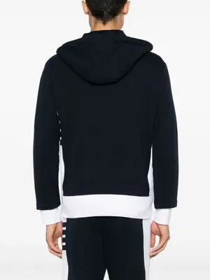 Thom Browne Loopback Jersey 4-bar Zip Up Hoodie - Blue