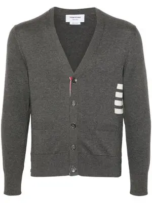 Thom Browne V-neck Cotton Cardigan - Grey