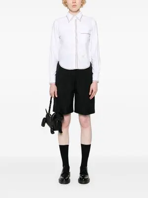 Thom Browne Classic Long-sleeve Cropped Shirt With Contrasting Trim