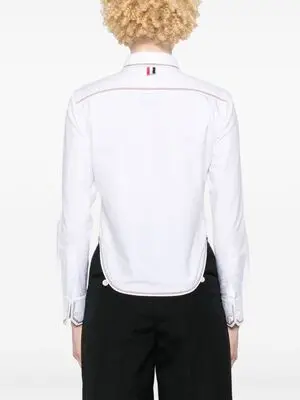 Thom Browne Classic Long-sleeve Cropped Shirt With Contrasting Trim