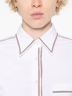 Thom Browne Classic Long-sleeve Cropped Shirt With Contrasting Trim