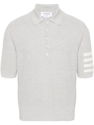 Thom Browne 4-bar Knitted Polo Shirt - Grey