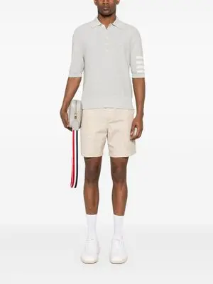 Thom Browne 4-bar Knitted Polo Shirt - Grey