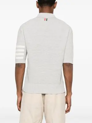 Thom Browne 4-bar Knitted Polo Shirt - Grey