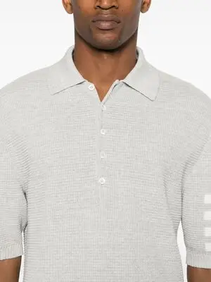 Thom Browne 4-bar Knitted Polo Shirt - Grey