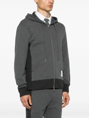 Thom Browne 4-bar Zip-up Hoodie - Grey