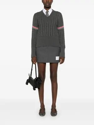 Thom Browne Classic Wool V-neck Cable Pullover