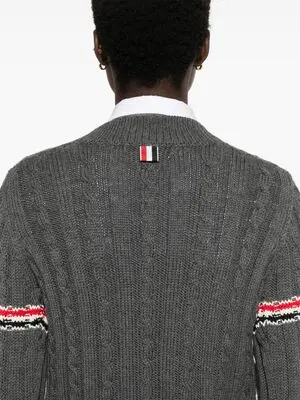 Thom Browne Classic Wool V-neck Cable Pullover
