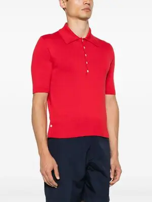Thom Browne Cotton 4-bar Relaxed Fit Polo - Red