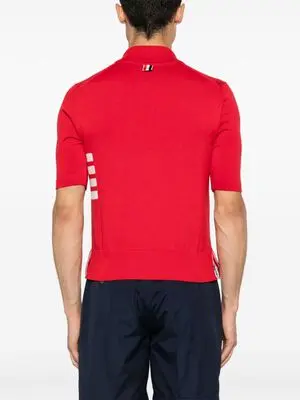 Thom Browne Cotton 4-bar Relaxed Fit Polo - Red
