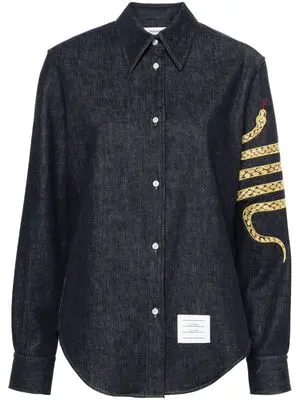 Thom Browne Snake 4-bar Denim Shirt - Blue
