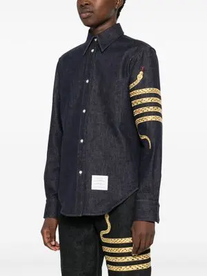 Thom Browne Snake 4-bar Denim Shirt - Blue