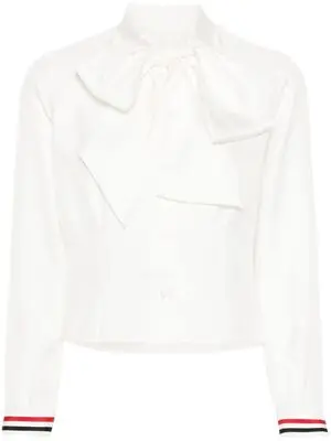 Thom Browne Silk Twill Blouse With Pussy-bow Collar