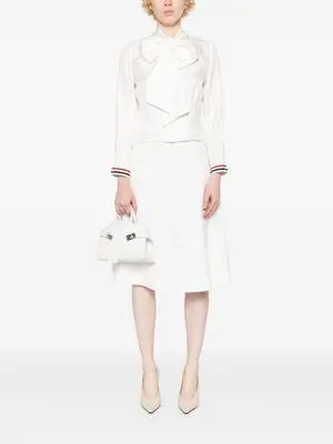 Thom Browne Silk Twill Blouse With Pussy-bow Collar