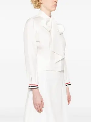 Thom Browne Silk Twill Blouse With Pussy-bow Collar