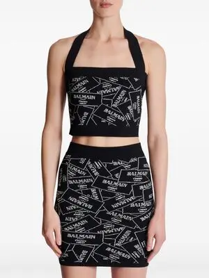 Balmain Label-motif Halterneck Top
