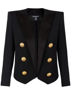 Balmain Grain De Poudre Cropped Blazer - Black