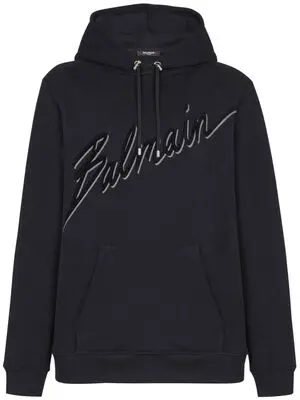 Balmain Flocked-logo Hoodie