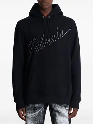 Balmain Flocked-logo Hoodie