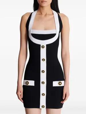 balmain black white dress Two-Tone Long Dress by Balmain