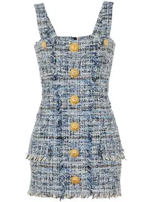 Balmain Tweed Mini Dress - Blue