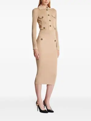 Balmain Ribbed Straight Hem Skirt - Neutrals