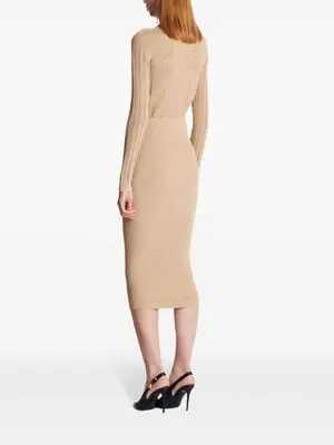 Balmain Ribbed Straight Hem Skirt - Neutrals