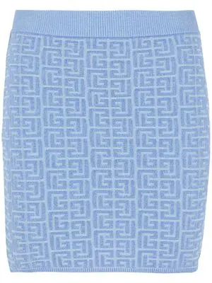 Balmain Labyrinth-jacquard Skirt - Blue