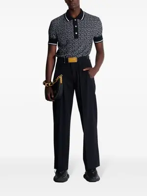 Balmain Labyrinth Knitted Polo Shirt - Black
