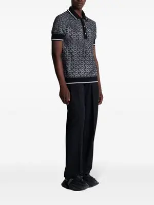 Balmain Labyrinth Knitted Polo Shirt - Black