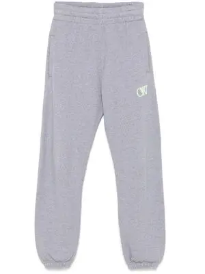 Off-white Mid Rise Sports Pants For Women