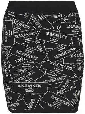 Balmain Jacquard-patterned Knit Skirt - Black