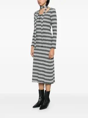 TOUT A COUP Striped Knitted Dress - Black