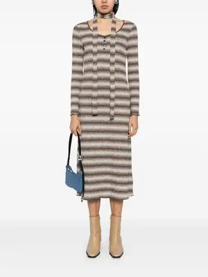 TOUT A COUP Striped Knit Dress - Brown