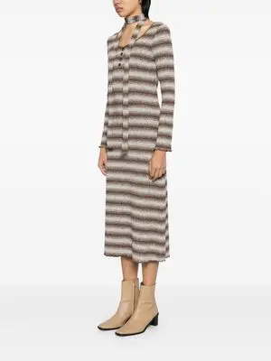 TOUT A COUP Striped Knit Dress - Brown