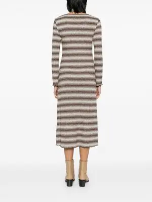 TOUT A COUP Striped Knit Dress - Brown