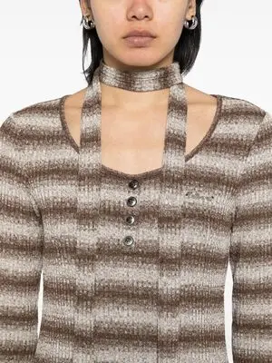 TOUT A COUP Striped Knit Dress - Brown