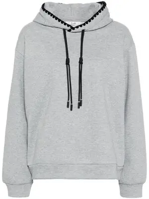 B+AB Contrast-detail Fleece Hoodie - Grey