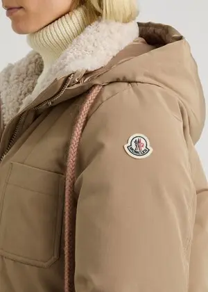 Moncler Urfe Hooded Shell Parka - Beige