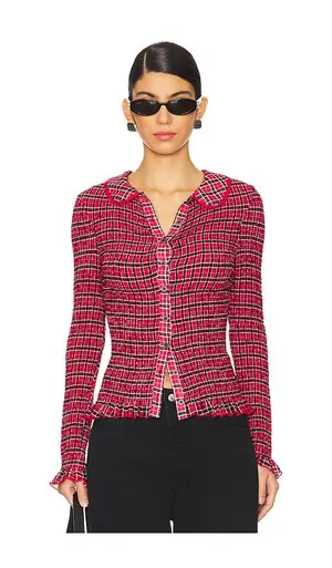 Free People Caught A Feeling Cardigan With Ruffle Trim